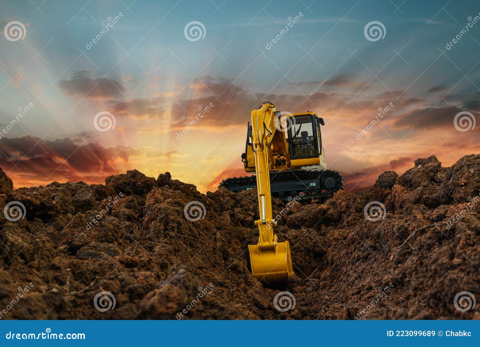 Crawler Excavators Are Digging The Soil In The Construction Site ...