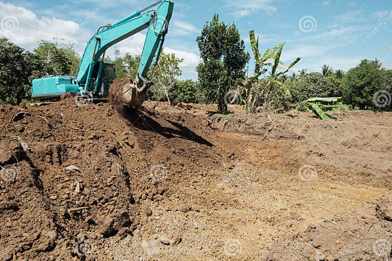 Crawler Excavators are Digging the Soil ,dig a Pond. Stock Image ...