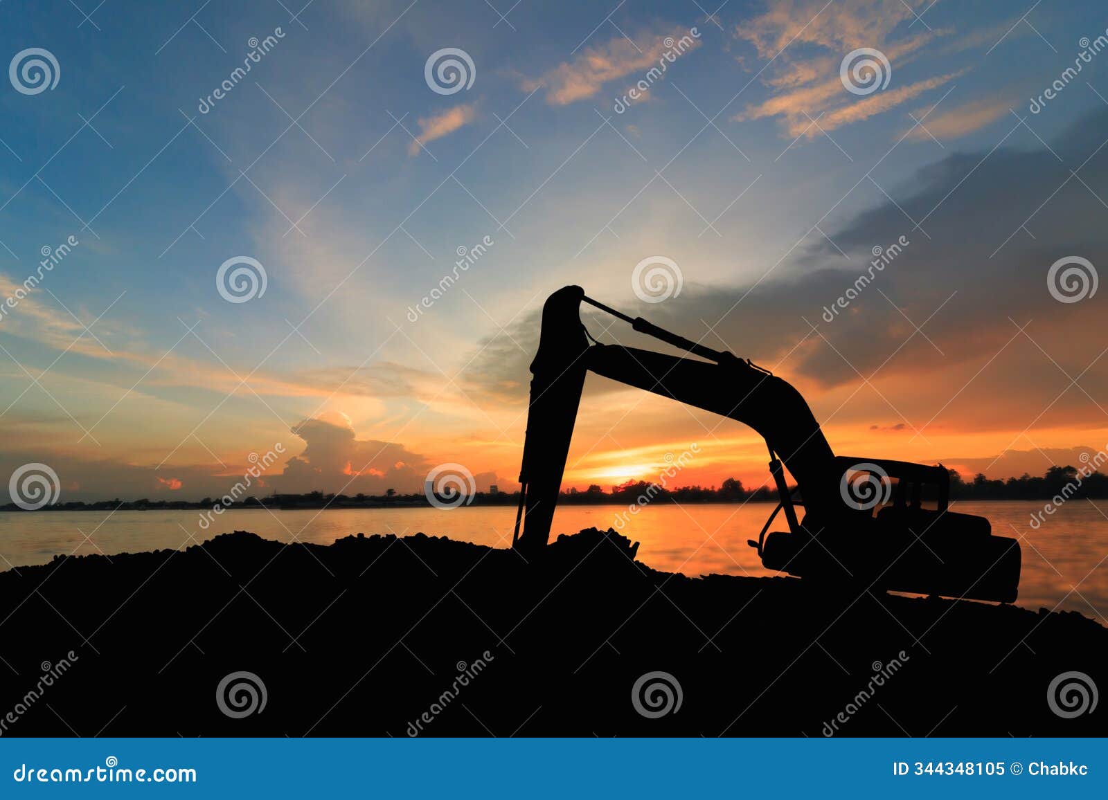 Crawler Excavators Dig The Earth With A Bucket. Drainage Of Swamps ...