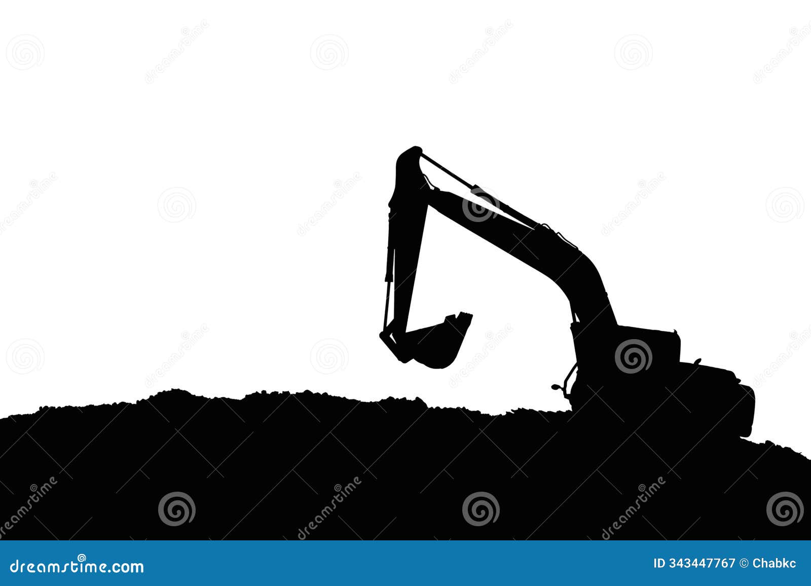 Crawler Excavators Silhouette Are Digging The Soil In The Construction ...