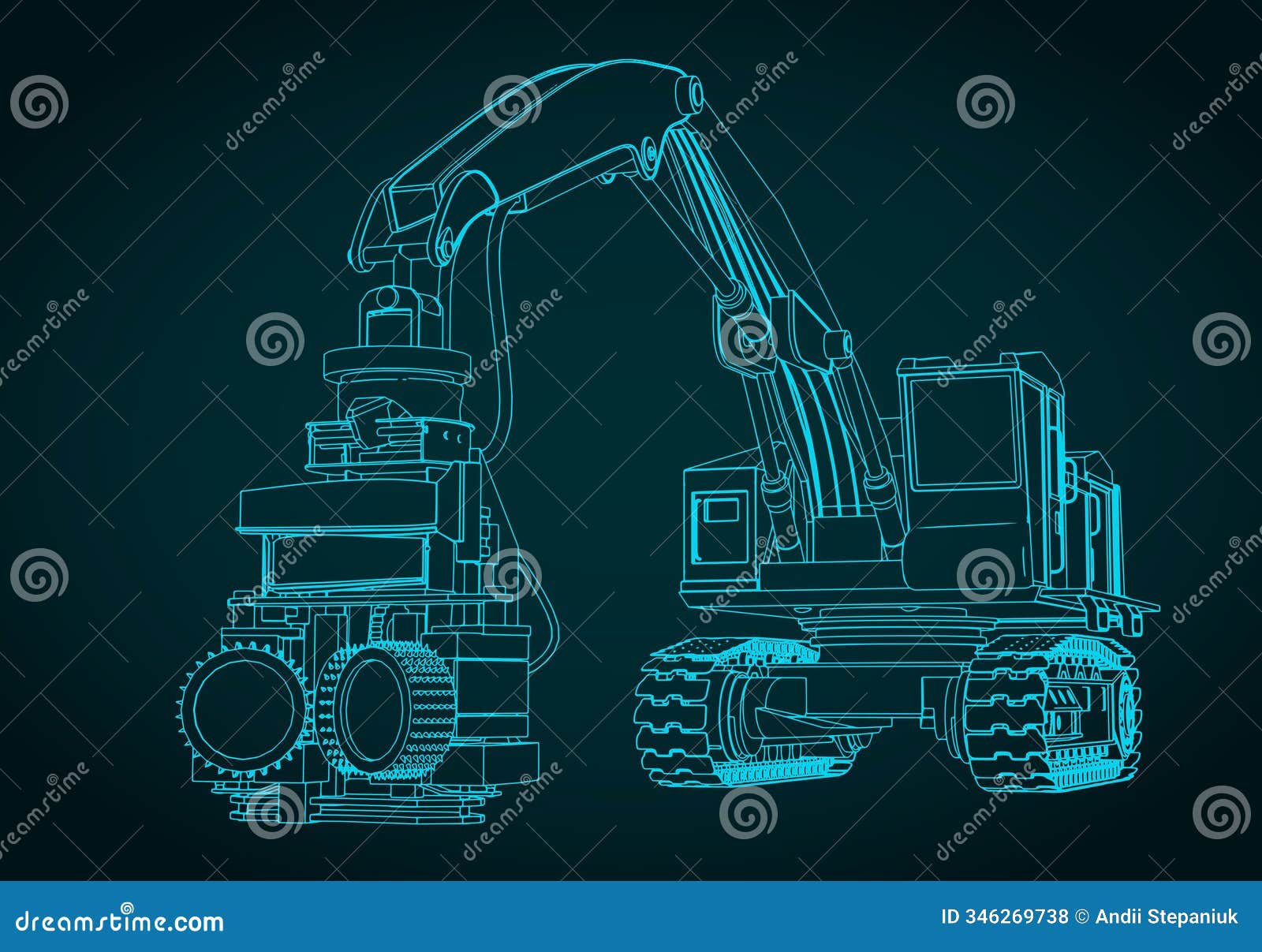 Crawler Forestry Harvester Illustration Stock Illustration ...