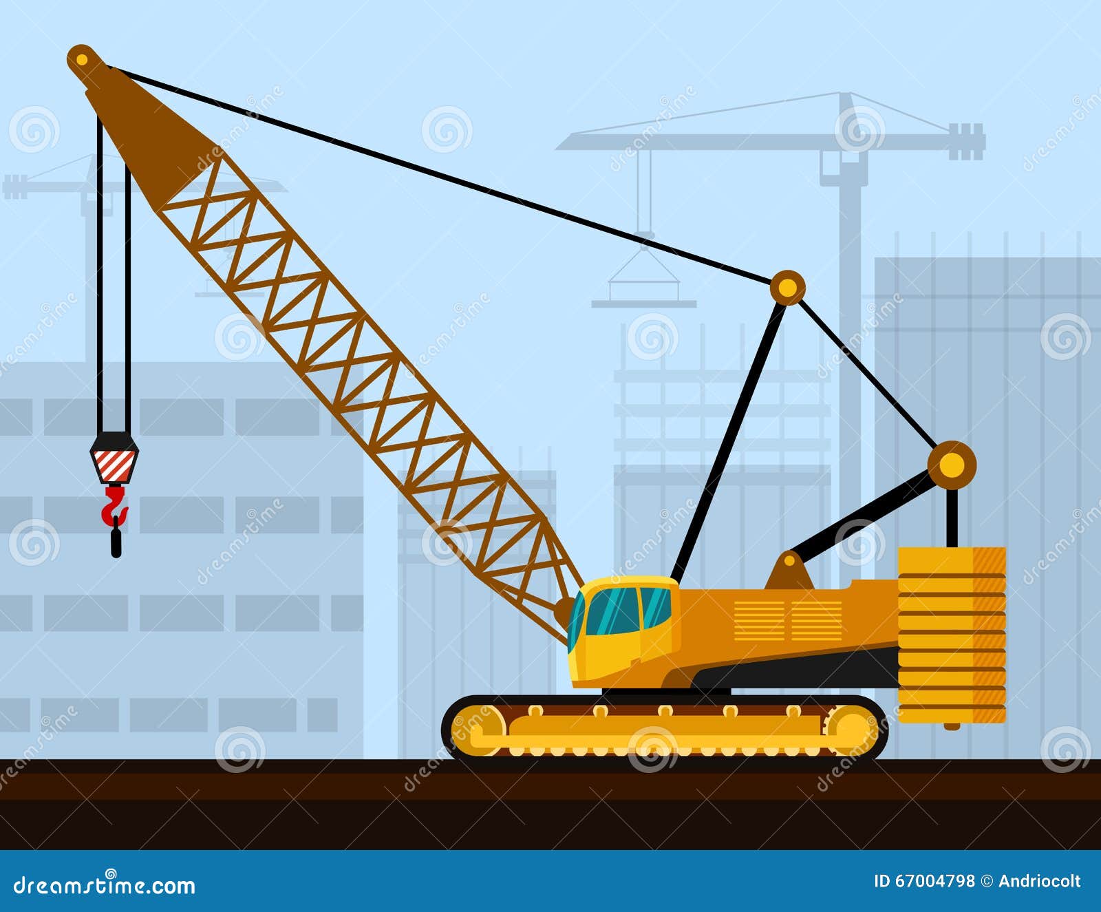 Crawler Lattice Boom Crane Vector Illustration | CartoonDealer.com ...