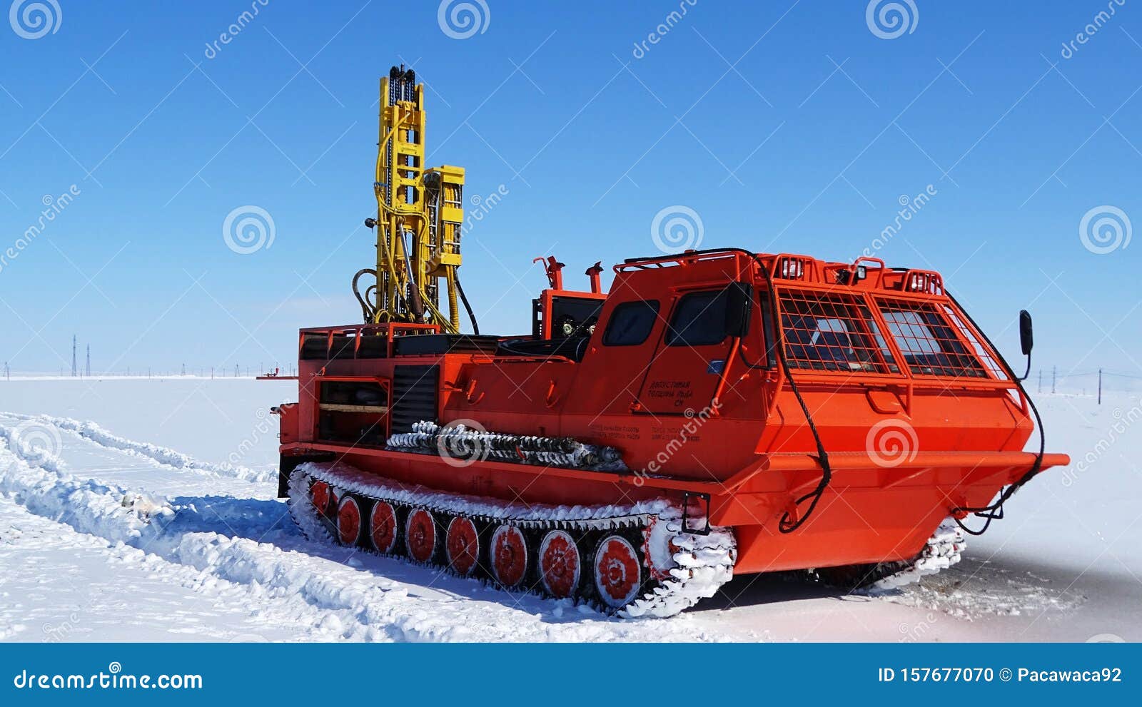 A Crawler-mounted Drilling Rig Stands Amid the Winter Tundra. Stock ...