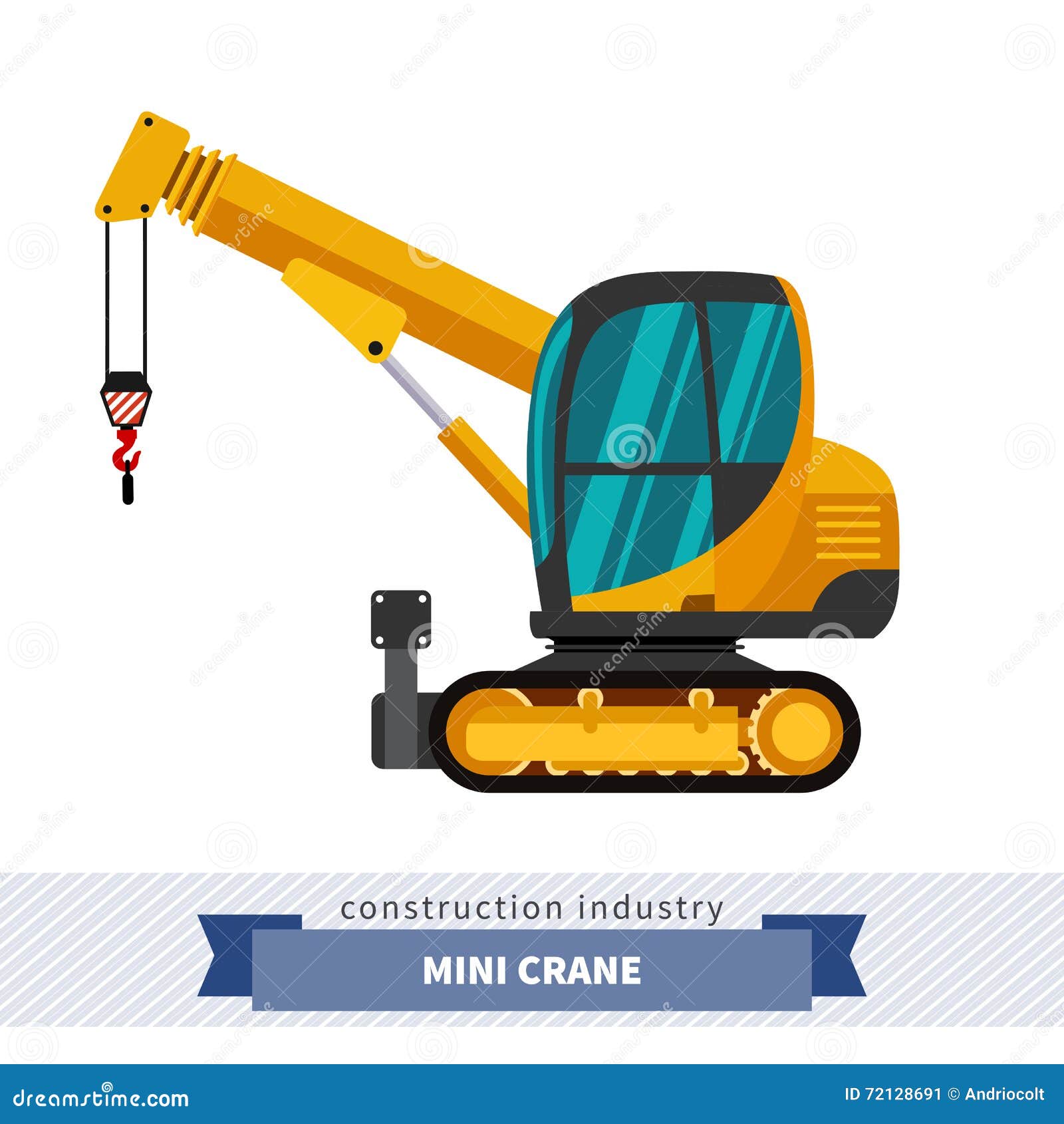 Crawler Telescopic Boom Mini Crane Stock Vector - Illustration of ...