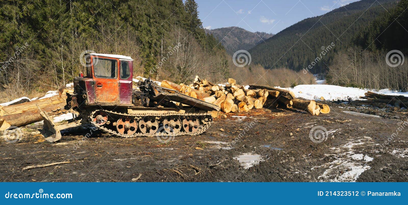 Crawler Tractors and Deforestation Stock Photo - Image of disaster ...