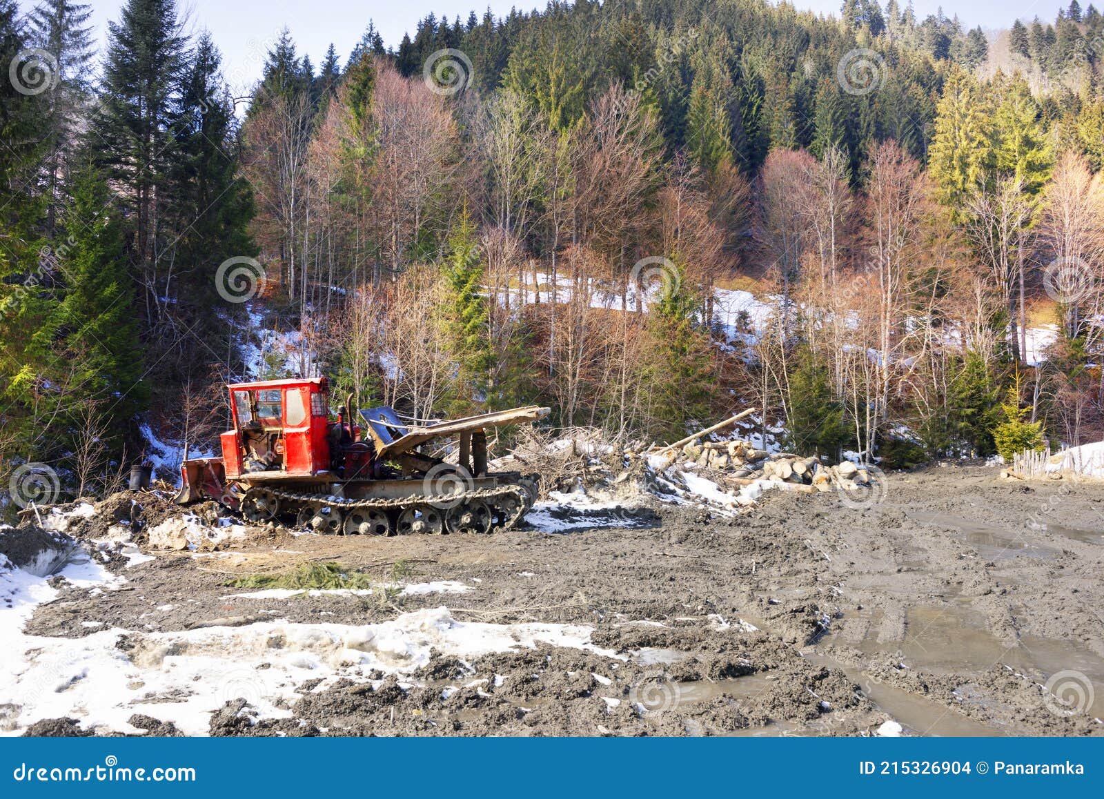 Crawler Tractors and Deforestation Stock Photo - Image of alpine ...