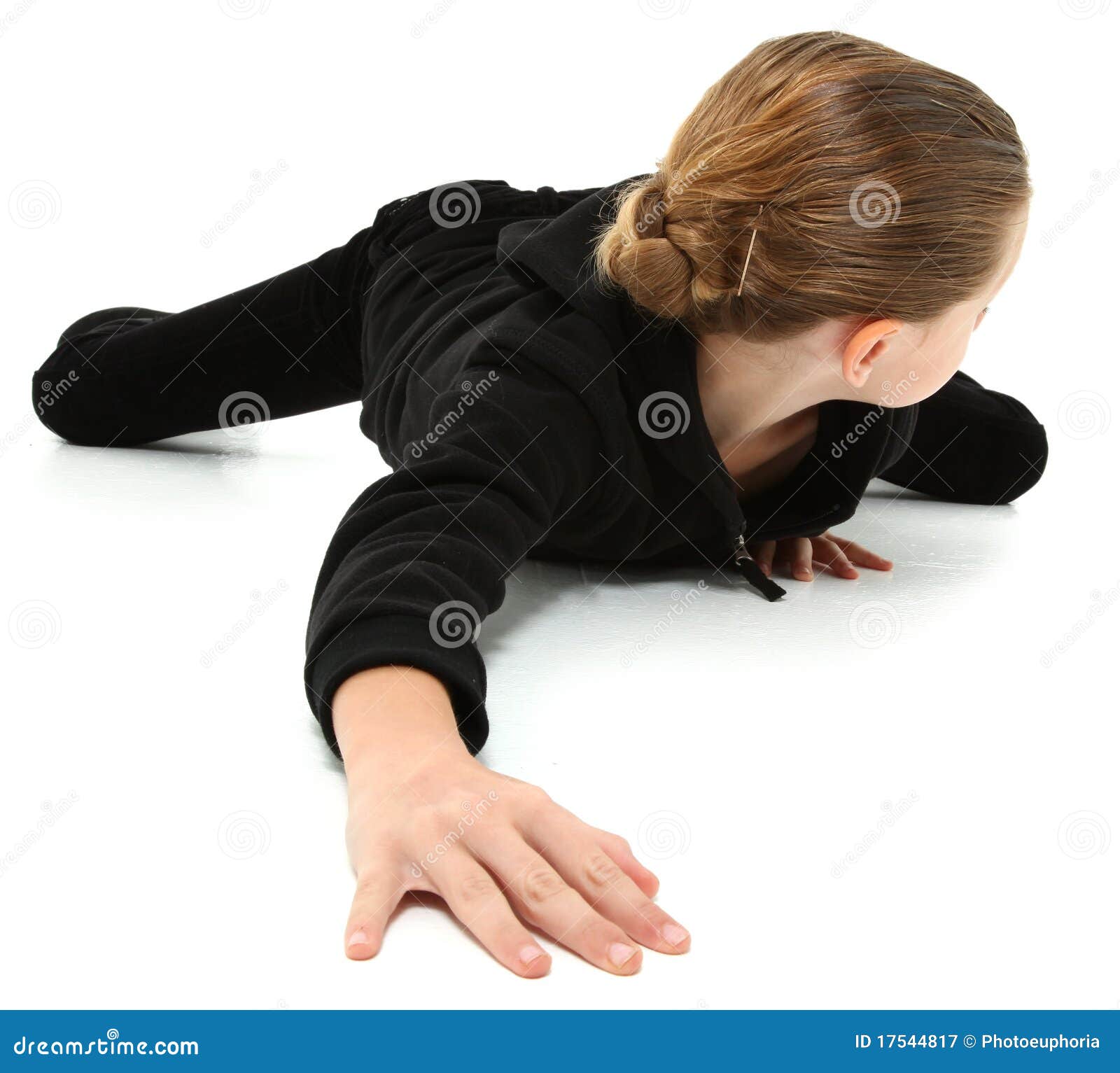 Crawling Away 7 Year Girl stock image. Image of spies - 17544817