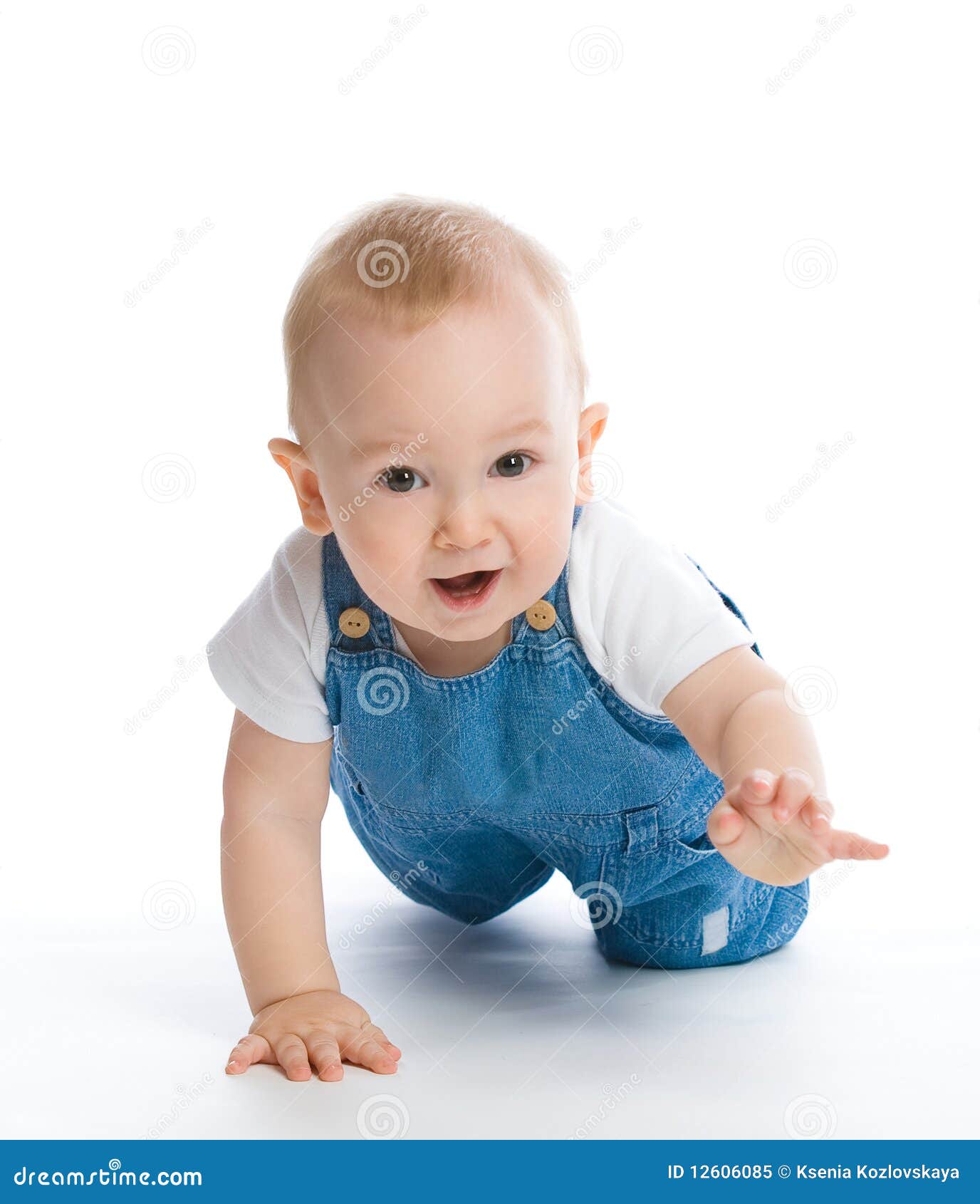 Crawling baby boy stock image. Image of blue, adorable - 12606085