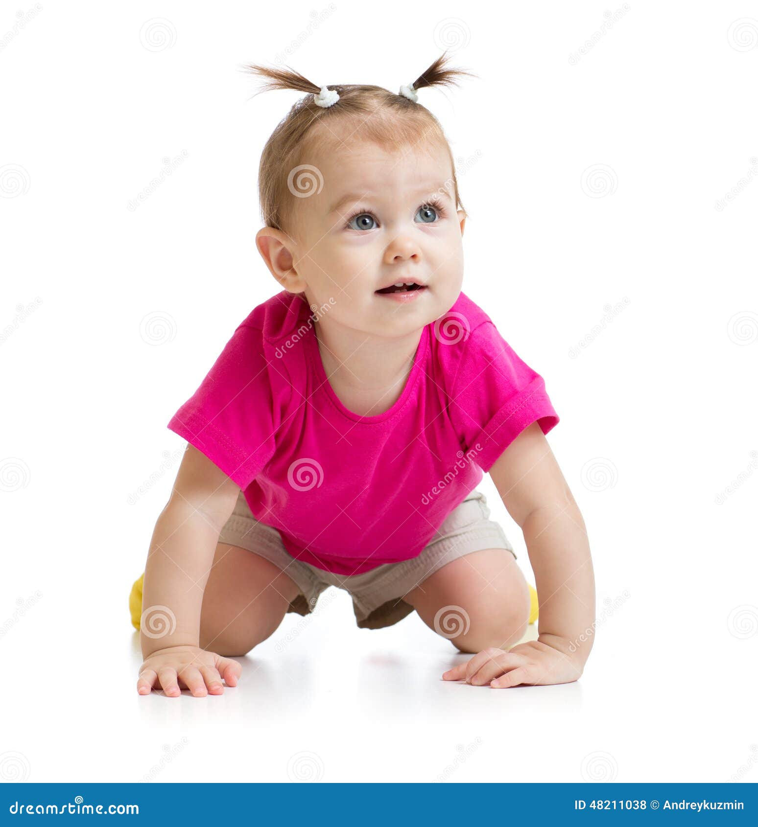 Crawling Baby Front View Isolated Stock Photo - Image of little, happy ...