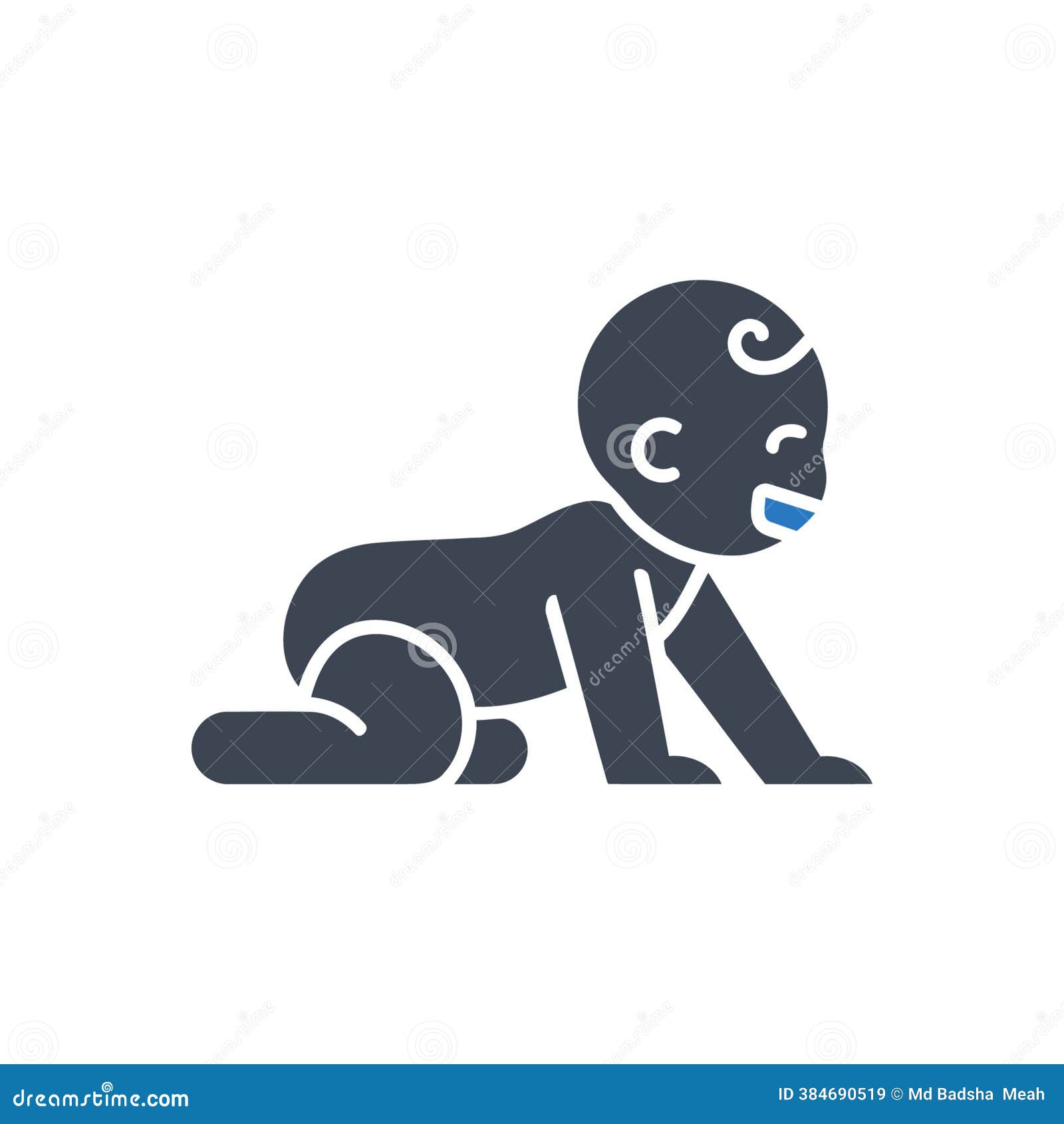 Crawling Baby Vector Outline Hand Drawing, Coloring, Sketch. Black And ...