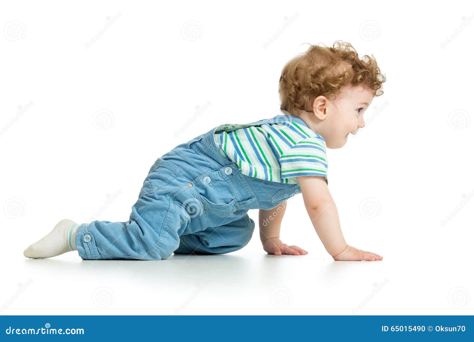 Crawling Baby. Isolated on White Background Stock Photo - Image of ...