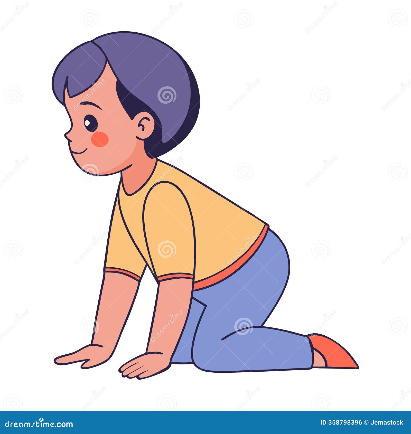 Crawling Child Cartoon Drawing Stock Illustration - Illustration of ...