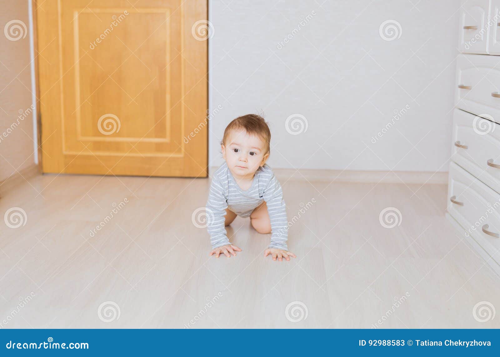 Crawling Funny Baby Boy Indoors at Home Stock Image - Image of crawl ...