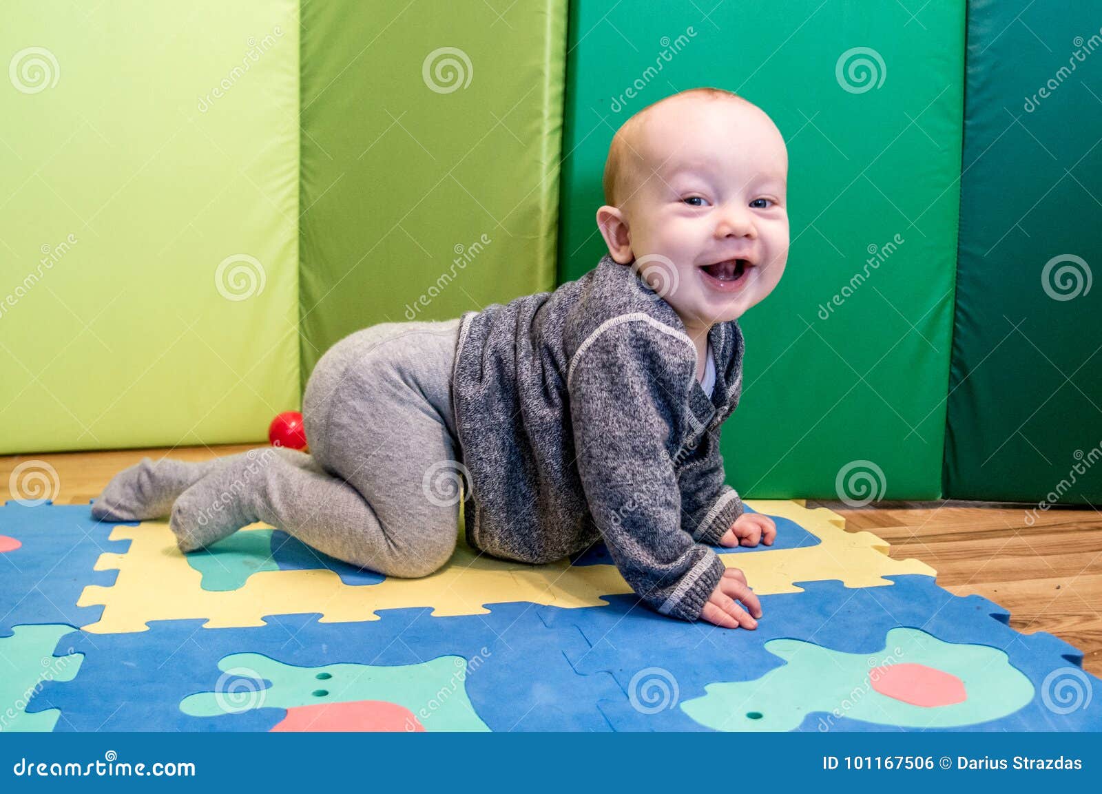 Crawling happy baby stock photo. Image of playful, leisure - 101167506