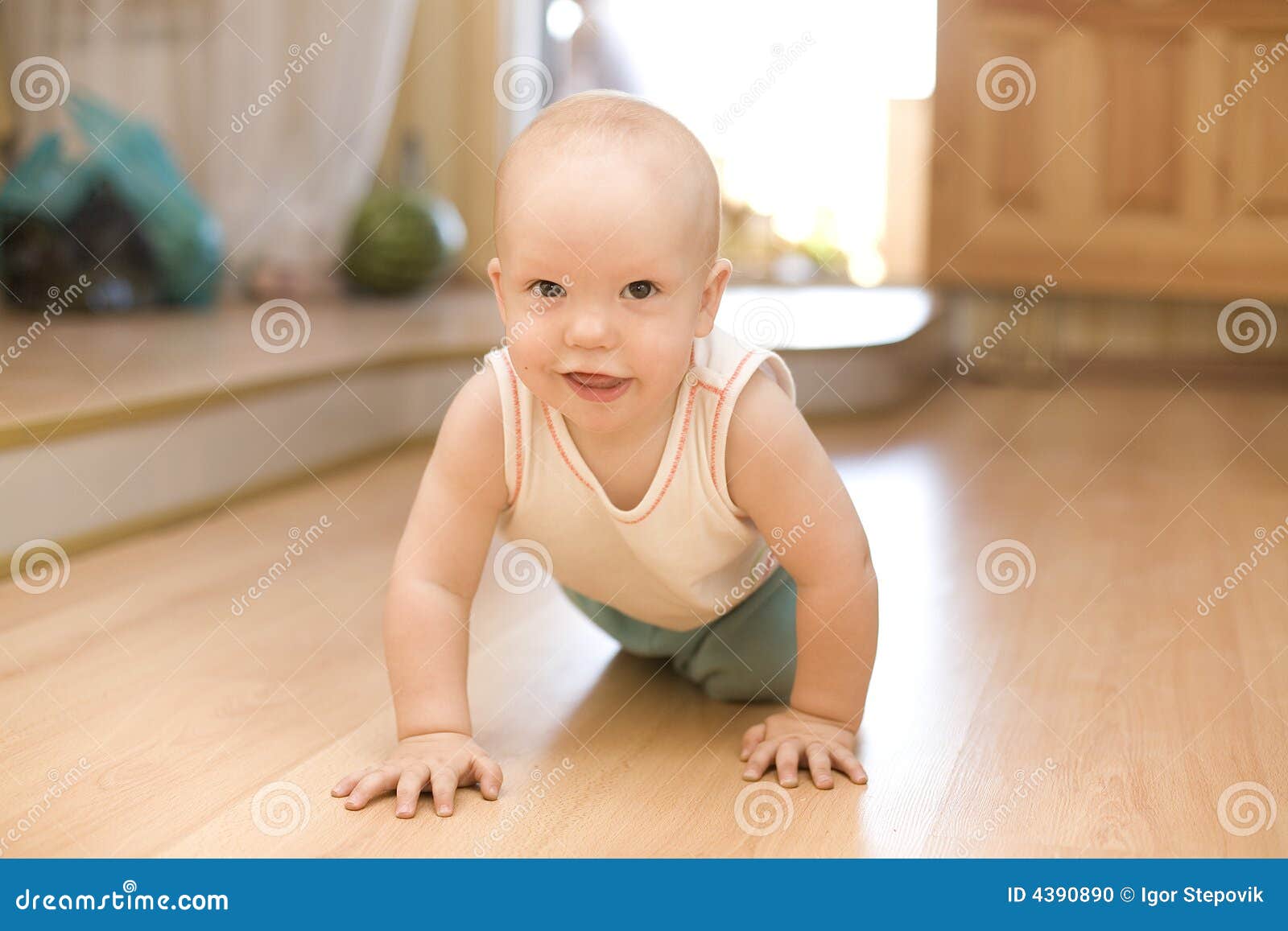 Crawling little baby stock photo. Image of people, looking - 4390890