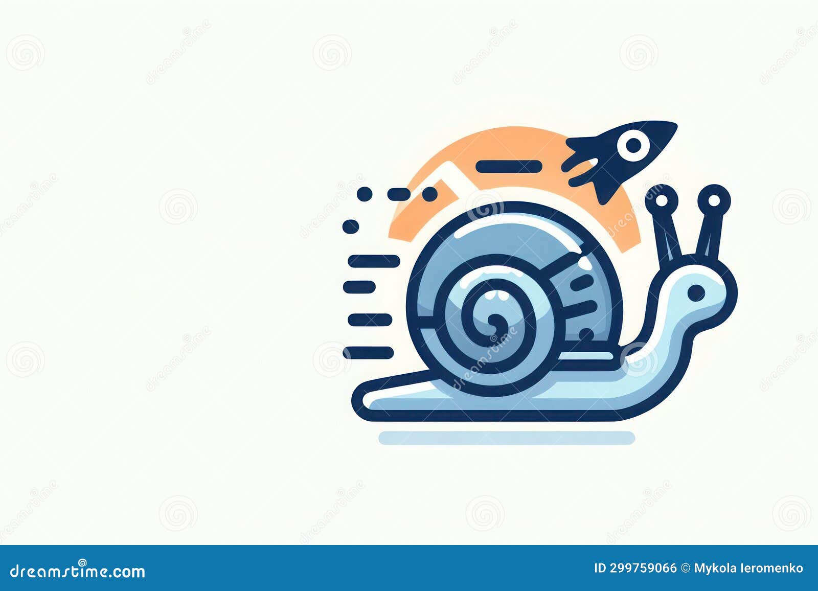 A Crawling Snail and a Flying Rocket. Space for Text. Stock ...