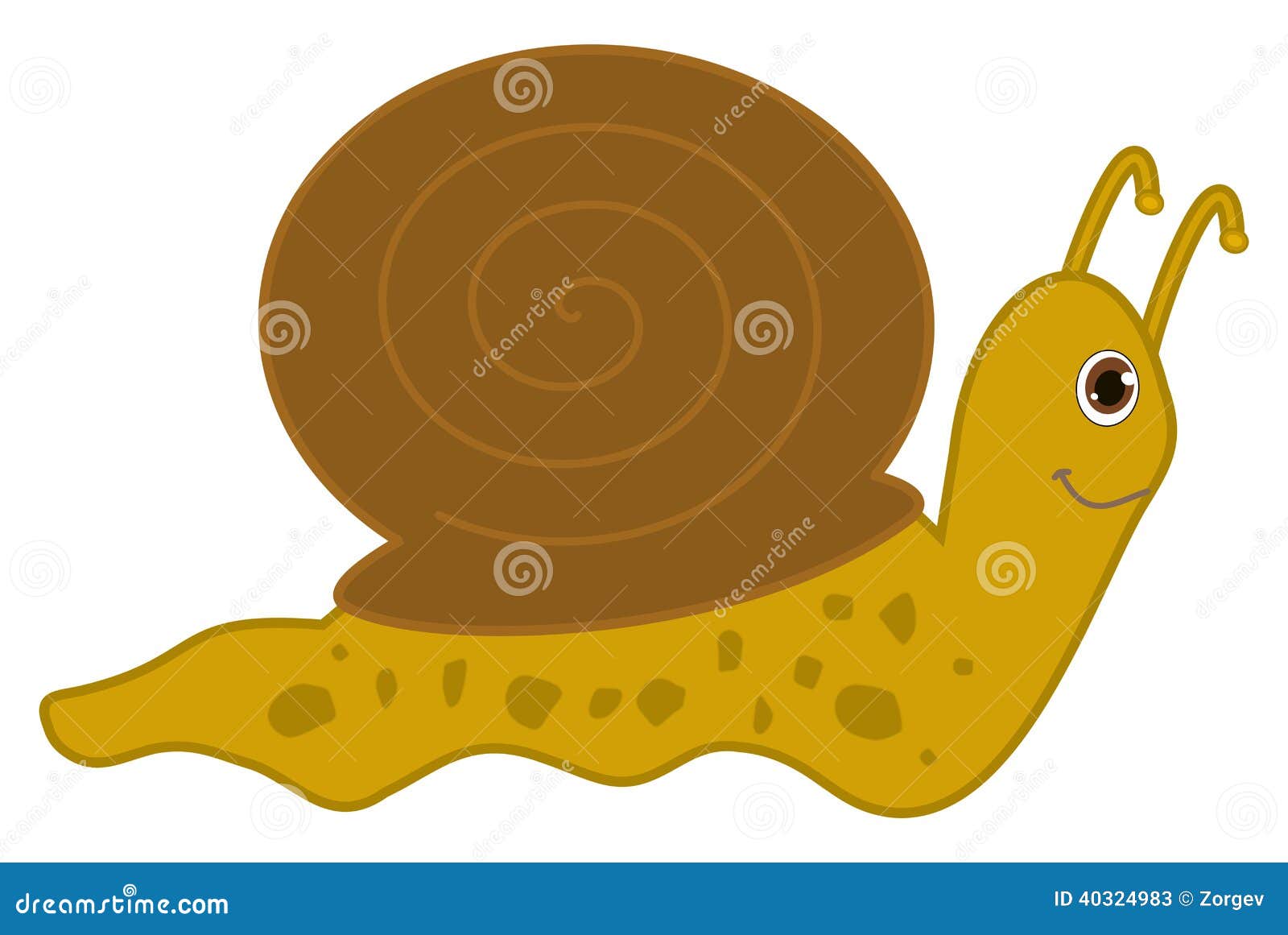 A Crawling Snail Yellow Brown Stock Illustration - Illustration of ...