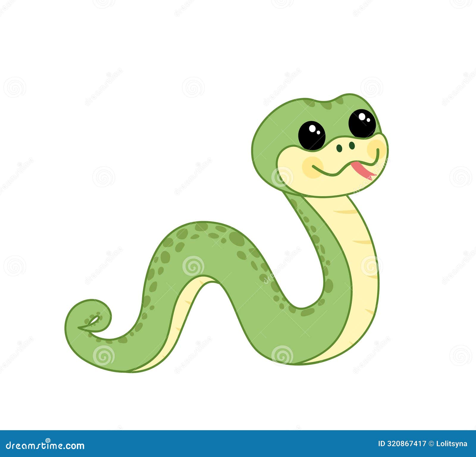 Crawling Snake. Side View. Cute Snake. Cartoon, Vector. Stock Vector ...