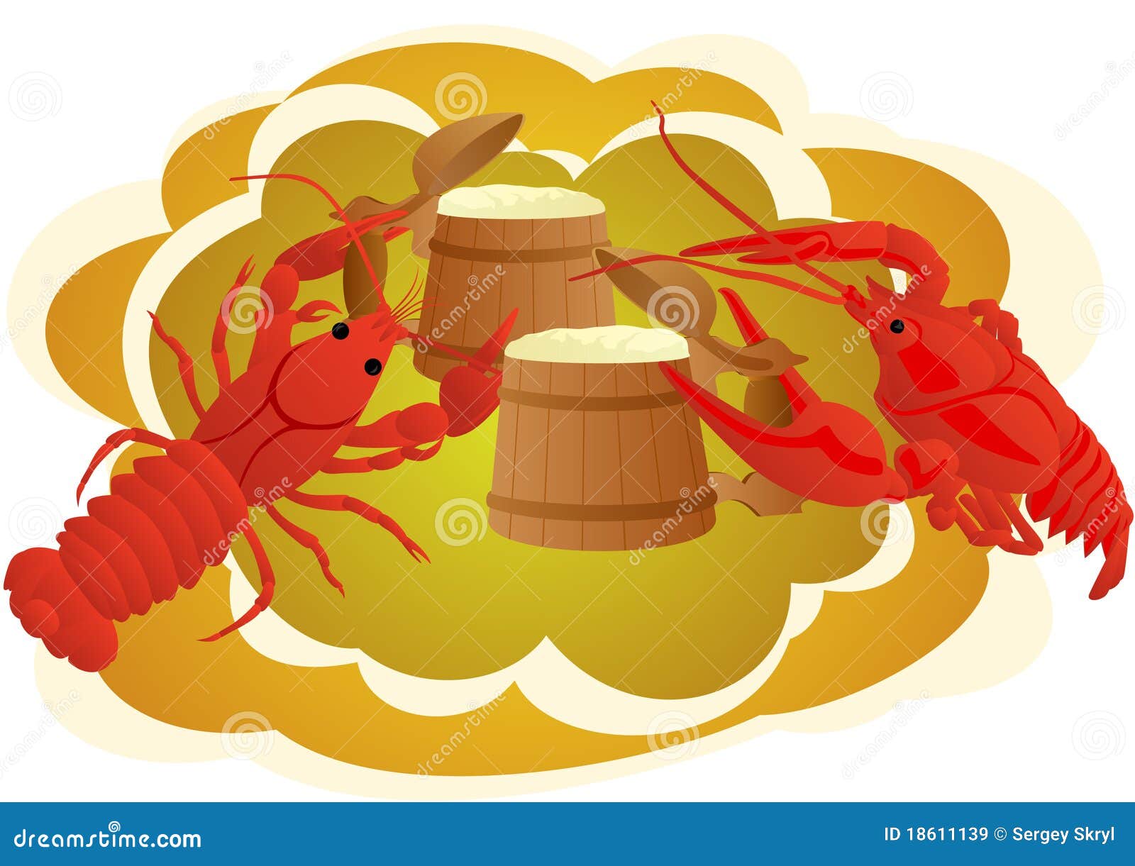 Crayfish with beer stock vector. Illustration of food - 18611139