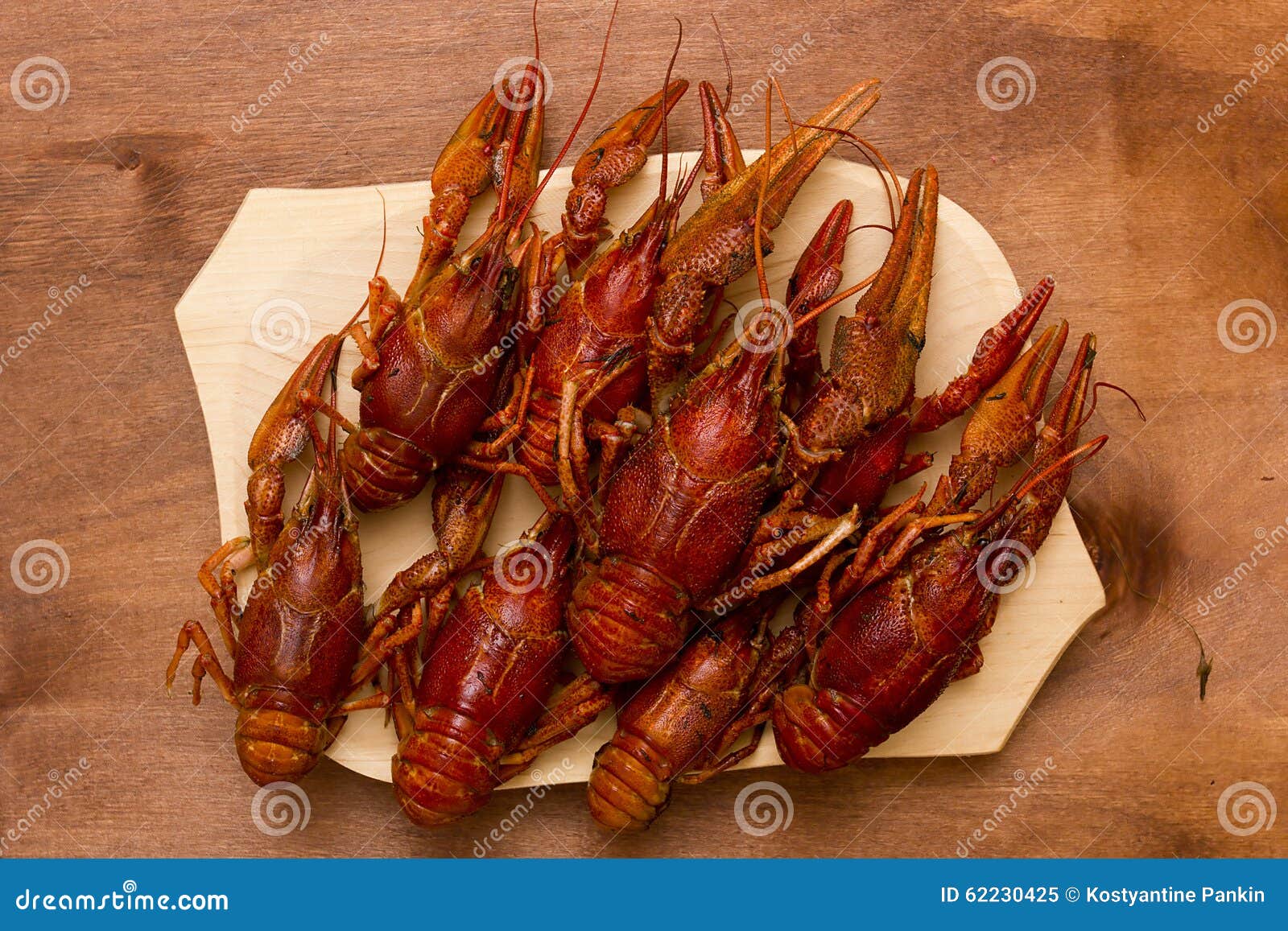 Crayfish Boiled and Laid on Tray Stock Image - Image of food, wooden ...