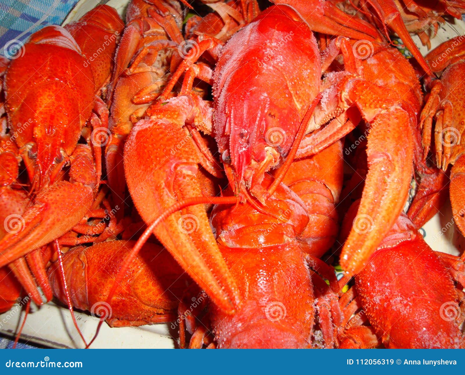 Crayfish Boiled Large, Red on the Table. Stock Image - Image of table ...