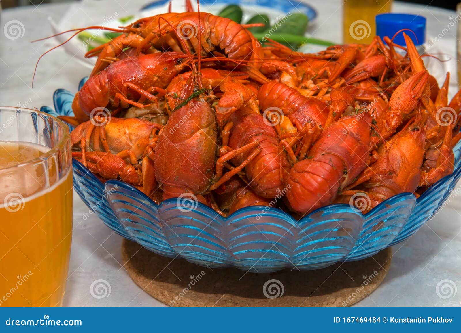 Boiled Crayfish in a Large Plate Stock Photo - Image of crustacean ...