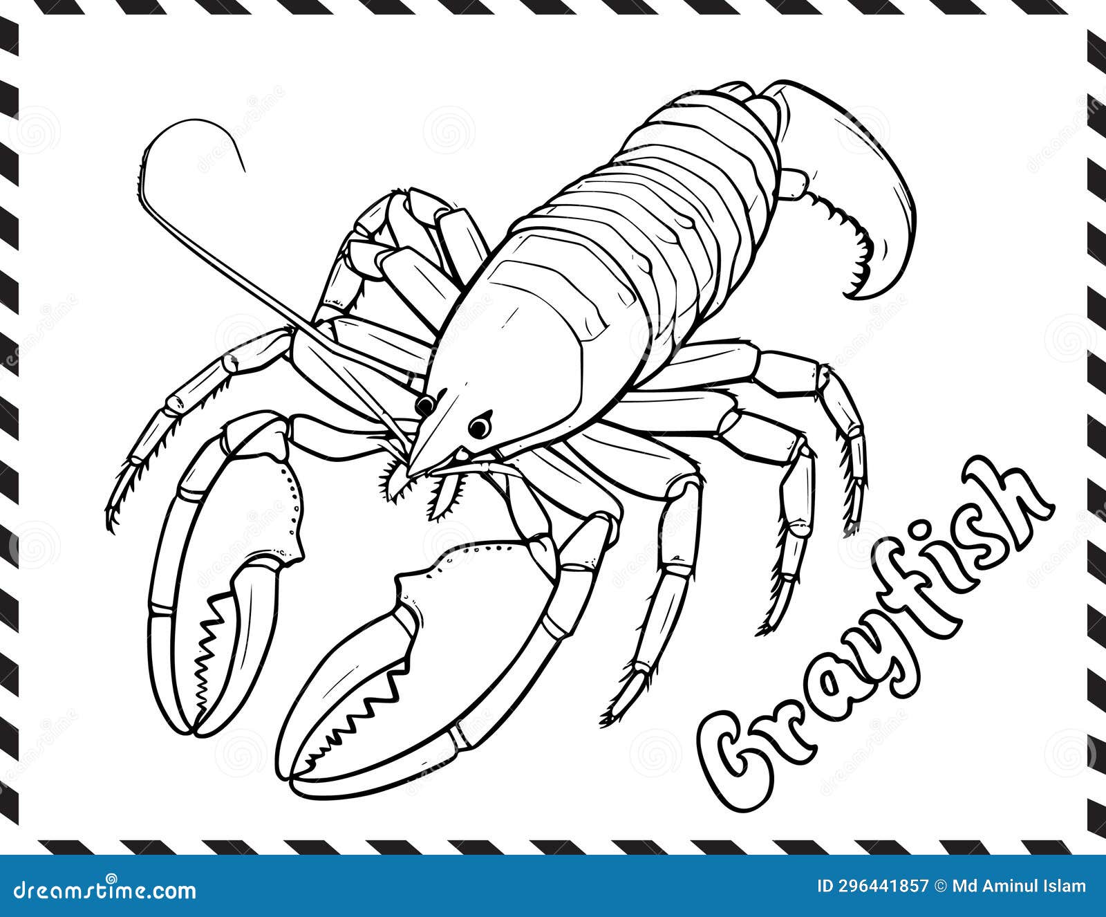 Crayfish Coloring Pages Drawing For Kids Vector Illustration ...