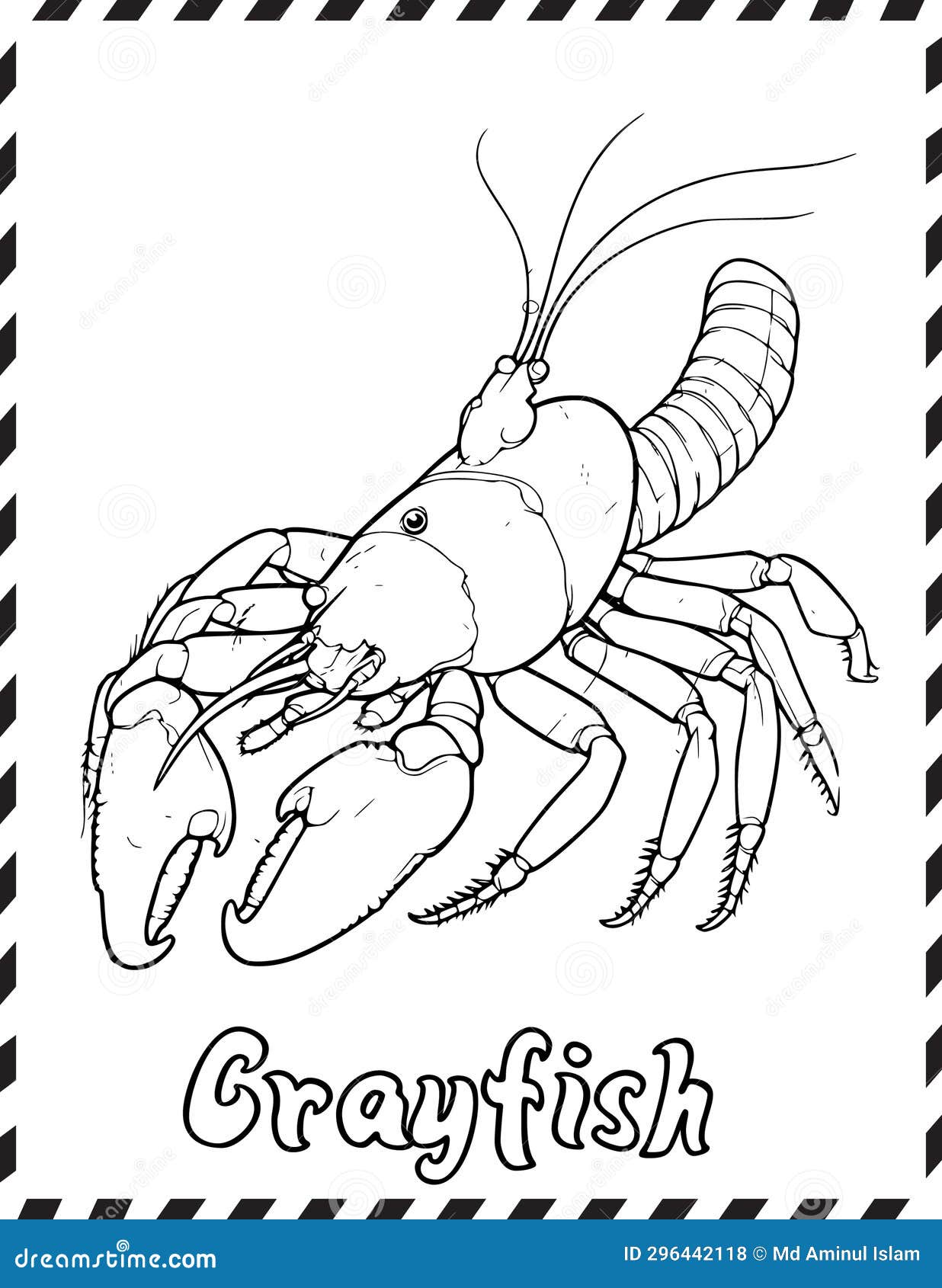 Crayfish Coloring Pages Drawing For Kids Cartoon Vector | CartoonDealer ...