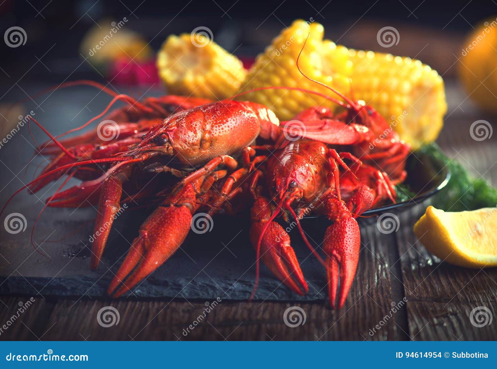 Crayfish. Creole Style Crawfish with Corn and Potato Stock Photo ...