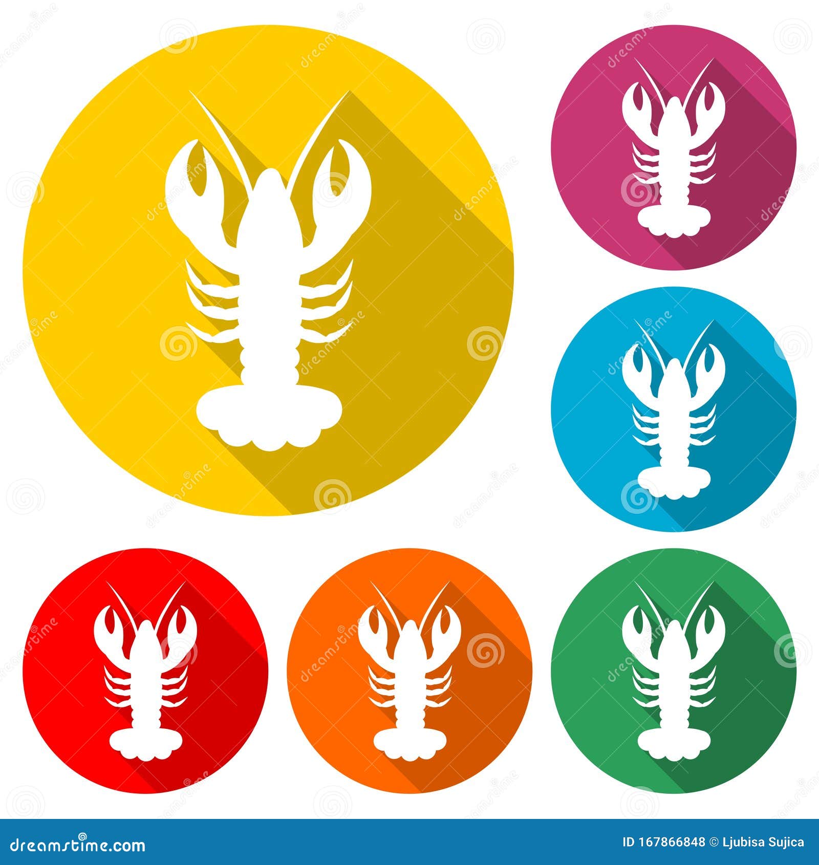 Crayfish Icon in Flat Style Isolated with Long Shadow Stock Vector ...
