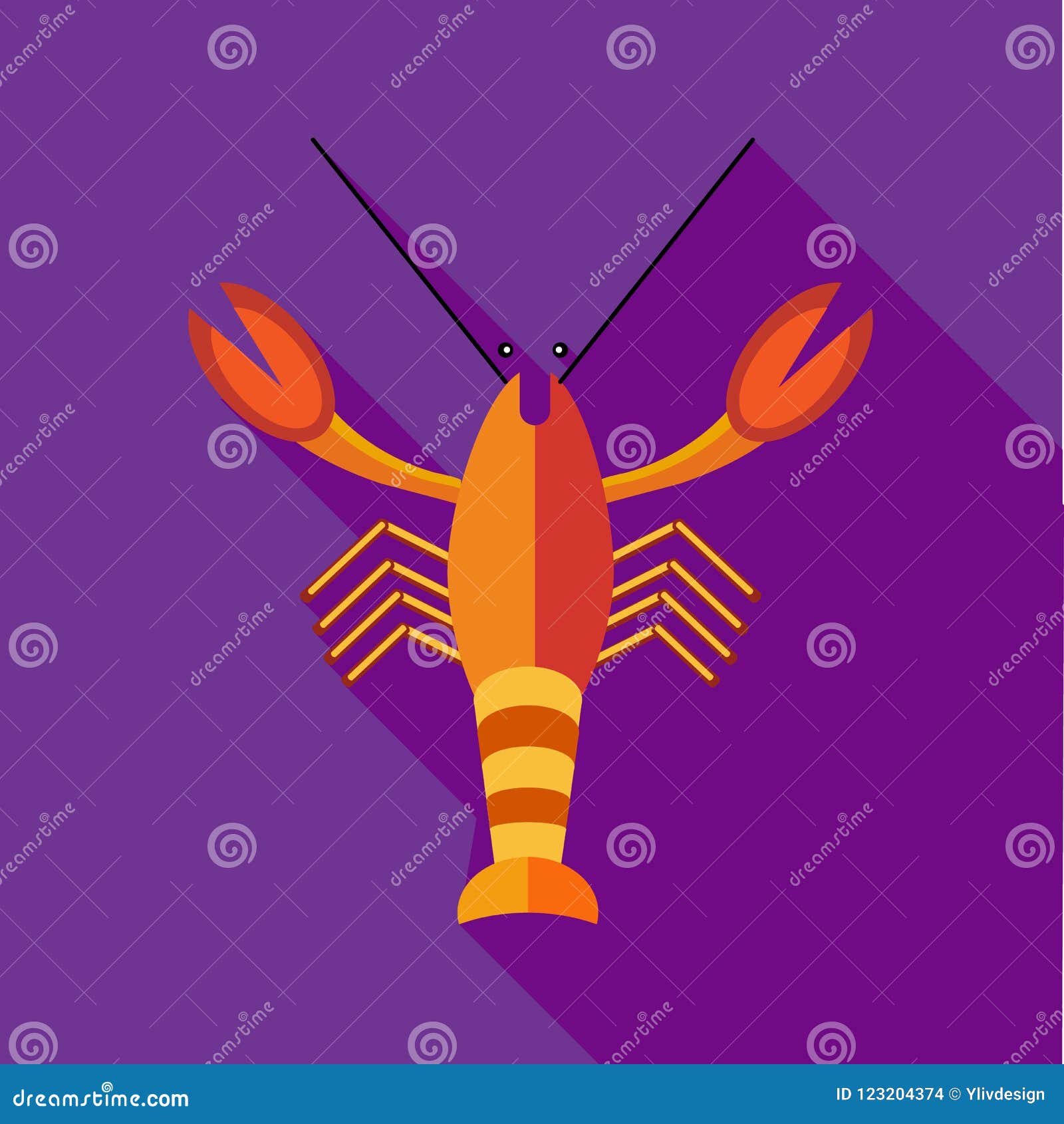 Crayfish Icon in Flat Style Stock Illustration - Illustration of omar ...
