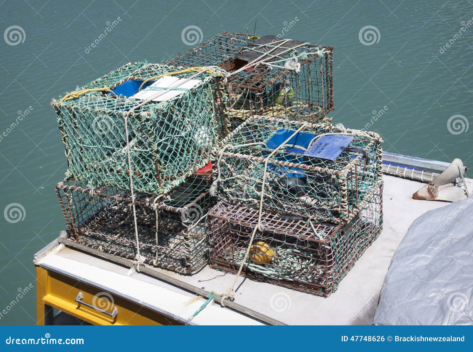 Crayfish Nets And Traps On A Small Fishing Boat Stock Photography ...