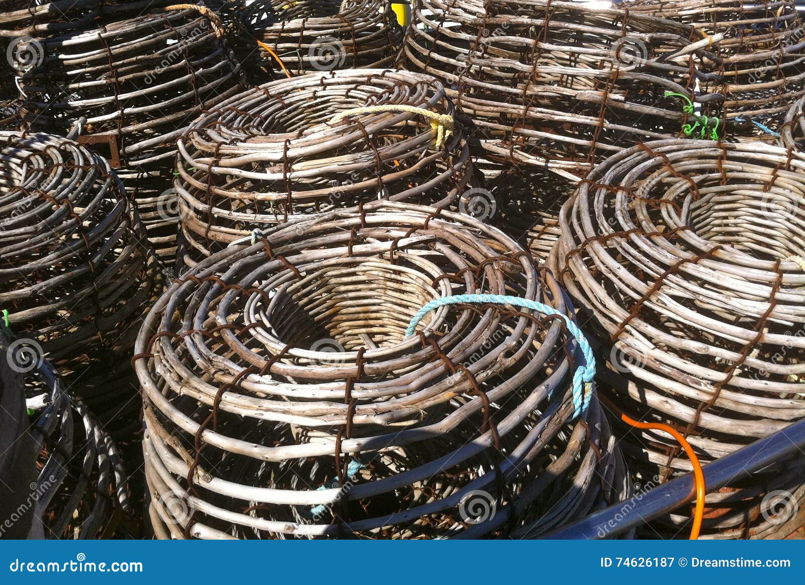 Crayfish Old Bamboo and Wire Cray Fish Pots on Ground Editorial ...