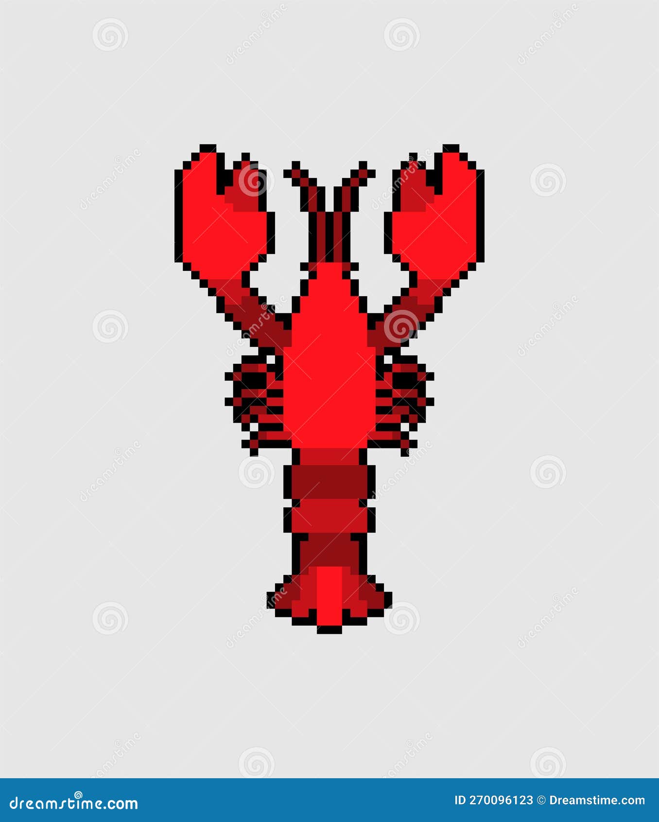 Crayfish Pixel Art. 8 Bit Sea Animal with Claws Stock Vector ...