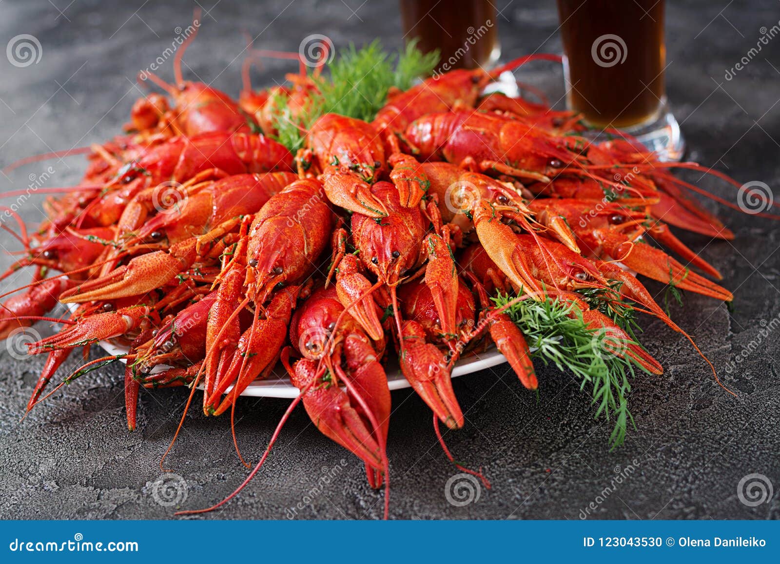 Crayfish. Red Boiled Crawfishes on Table in Rustic Style, Closeup Stock ...