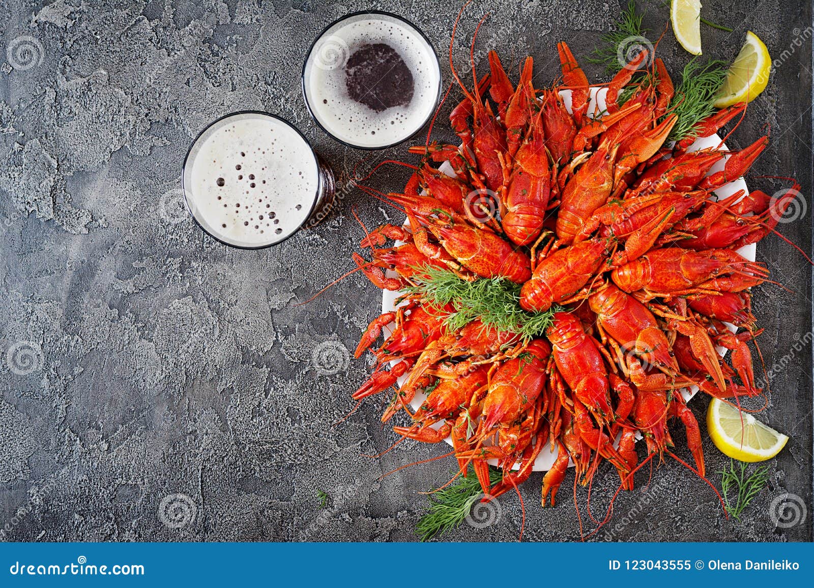 Crayfish. Red Boiled Crawfishes on Table in Rustic Style, Closeup Stock ...