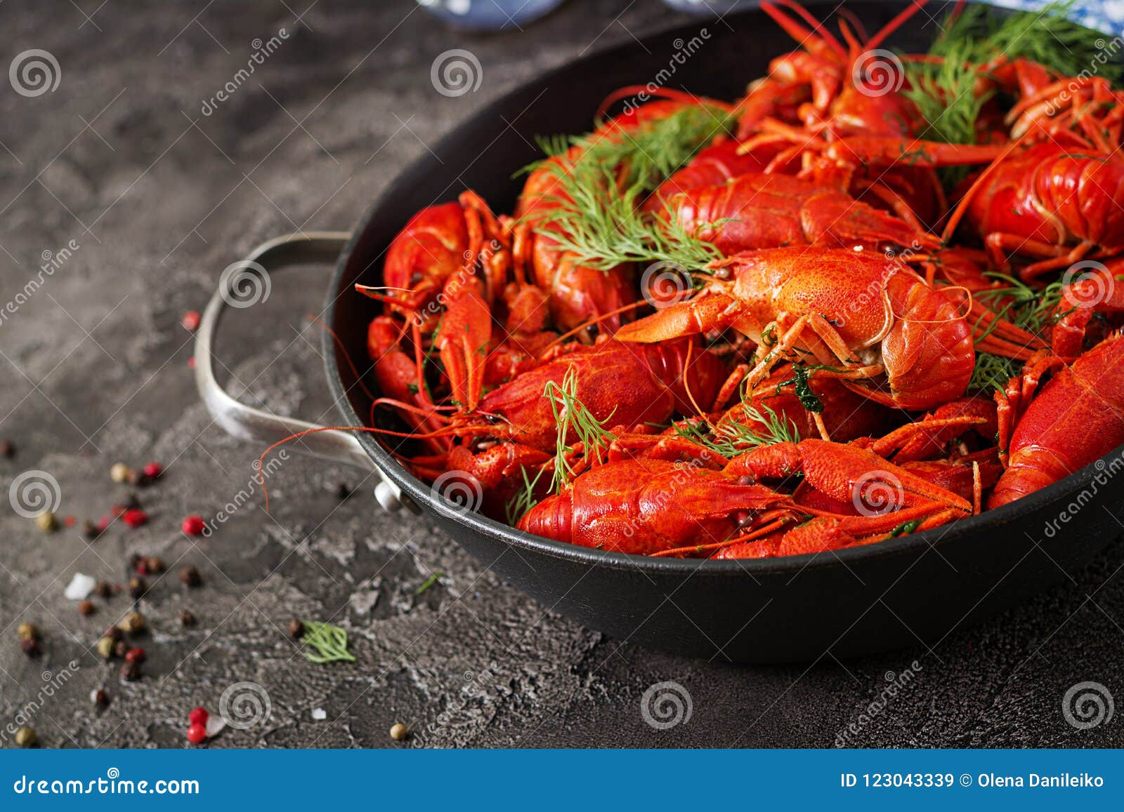 Crayfish. Red Boiled Crawfishes on Table in Rustic Style, Closeup Stock ...