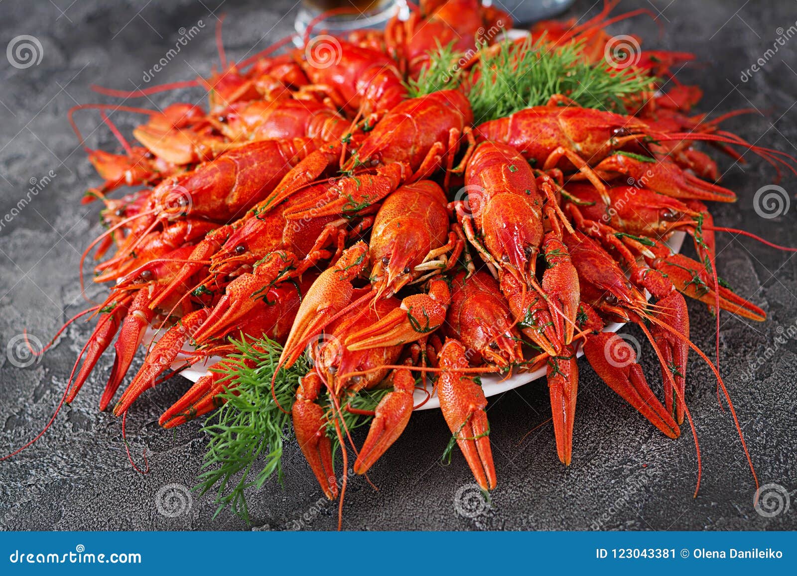 Crayfish. Red Boiled Crawfishes on Table in Rustic Style, Closeup Stock ...