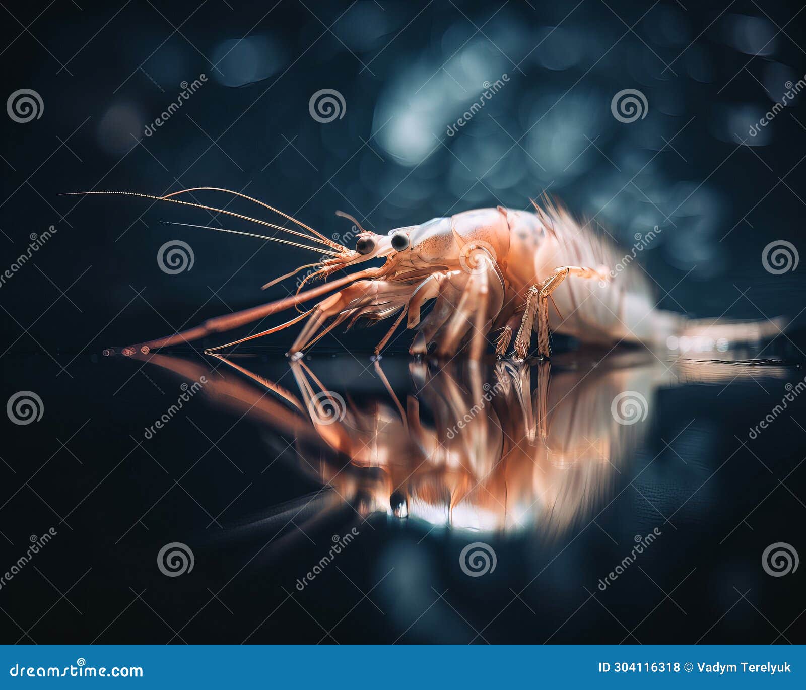 Crayfish on the Reflective Surface. Crawfish Isolated on the Blurred ...