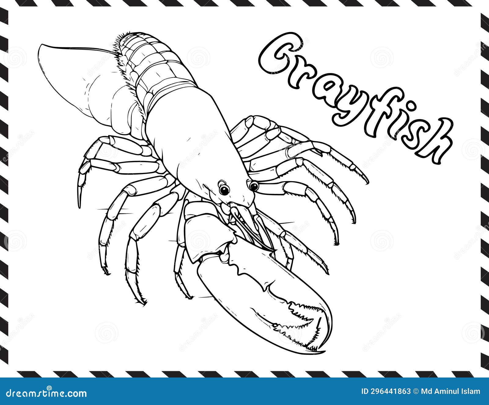 Crayfish Coloring Pages Drawing For Kids Vector Illustration ...