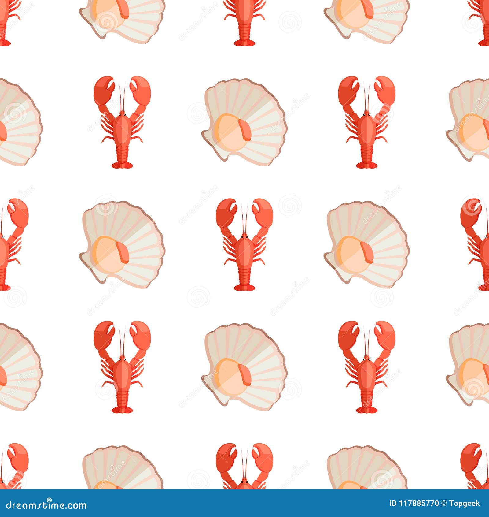 Crayfish and Shell Pattern Vector Illustration Stock Vector ...