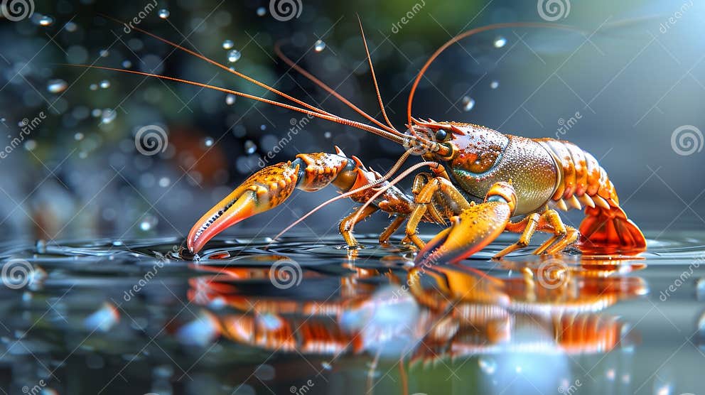 Crayfish Showcasing Powerful Claws in a Dynamic Pose, Capturing ...