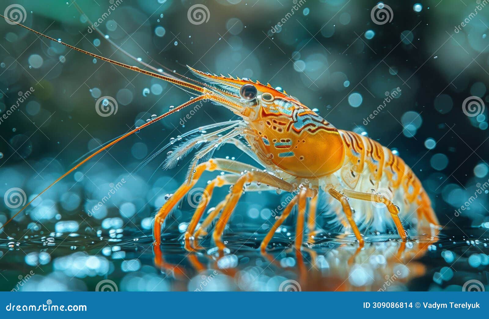 Crayfish is Swimming in the Water with Bubbles Stock Photo - Image of ...