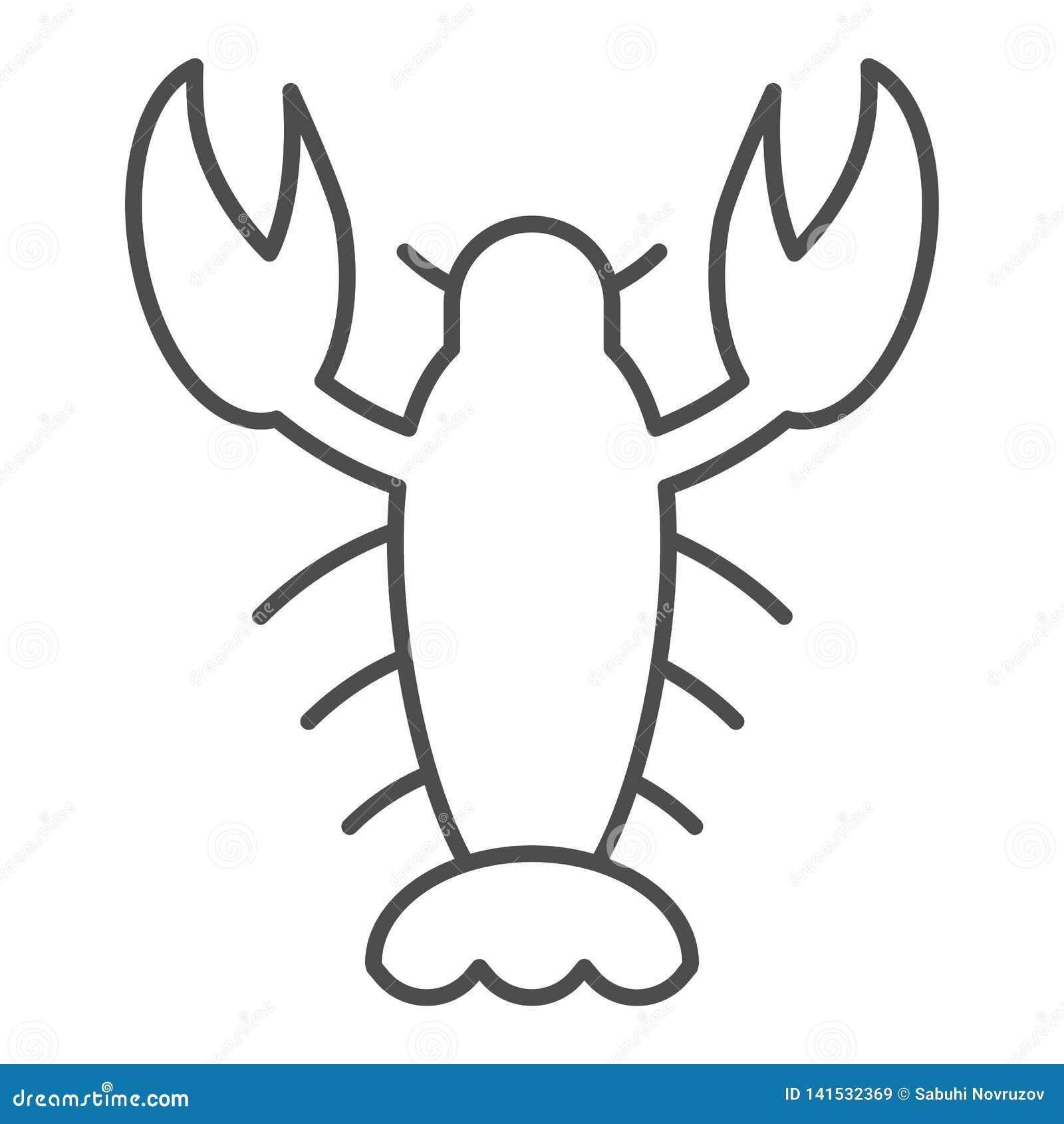 Crawfish Outline Cartoon Cute Character Illustration Isolated On White ...