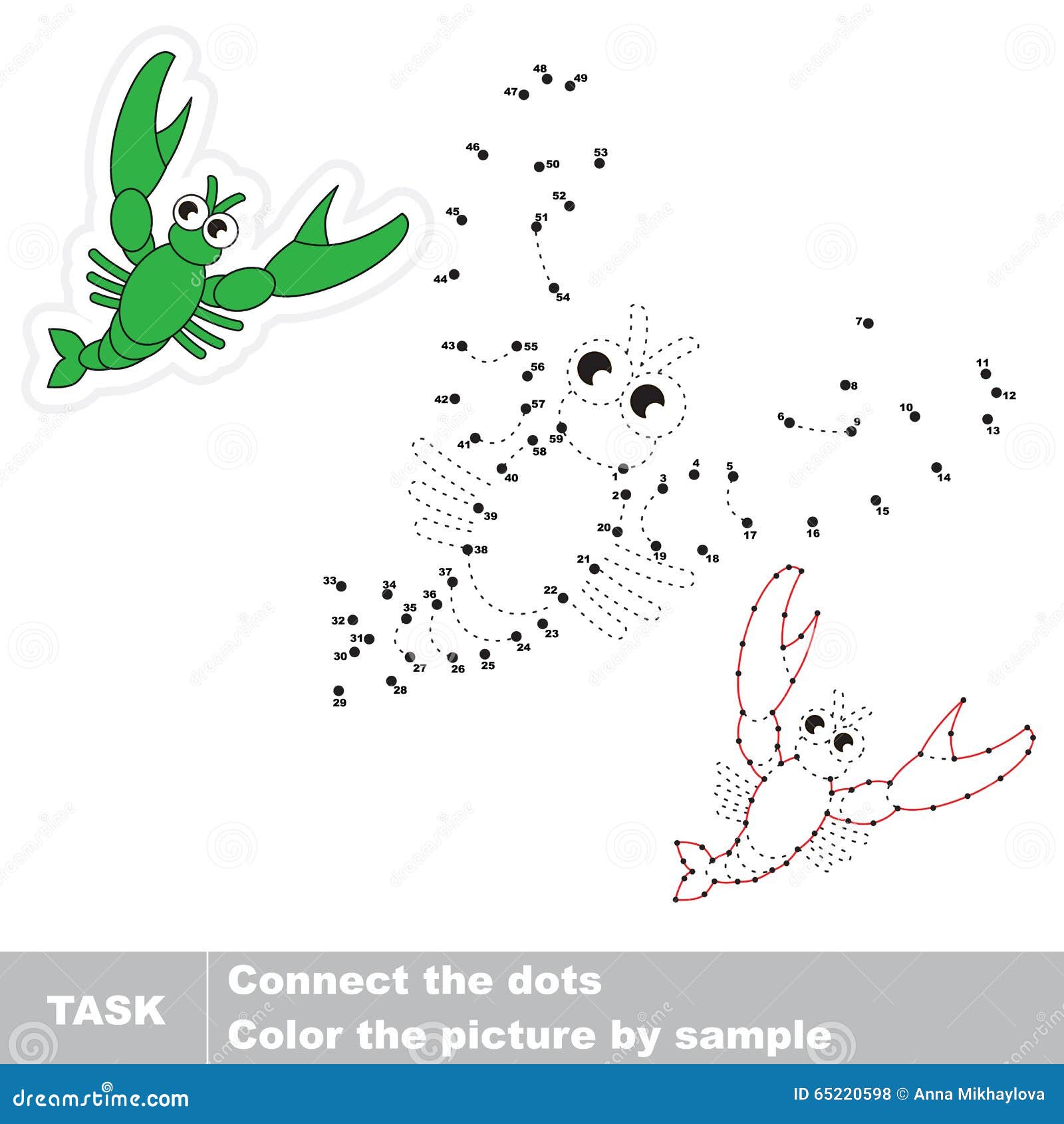 Crayfish To Be Traced. Vector Numbers Game. Stock Vector - Illustration ...