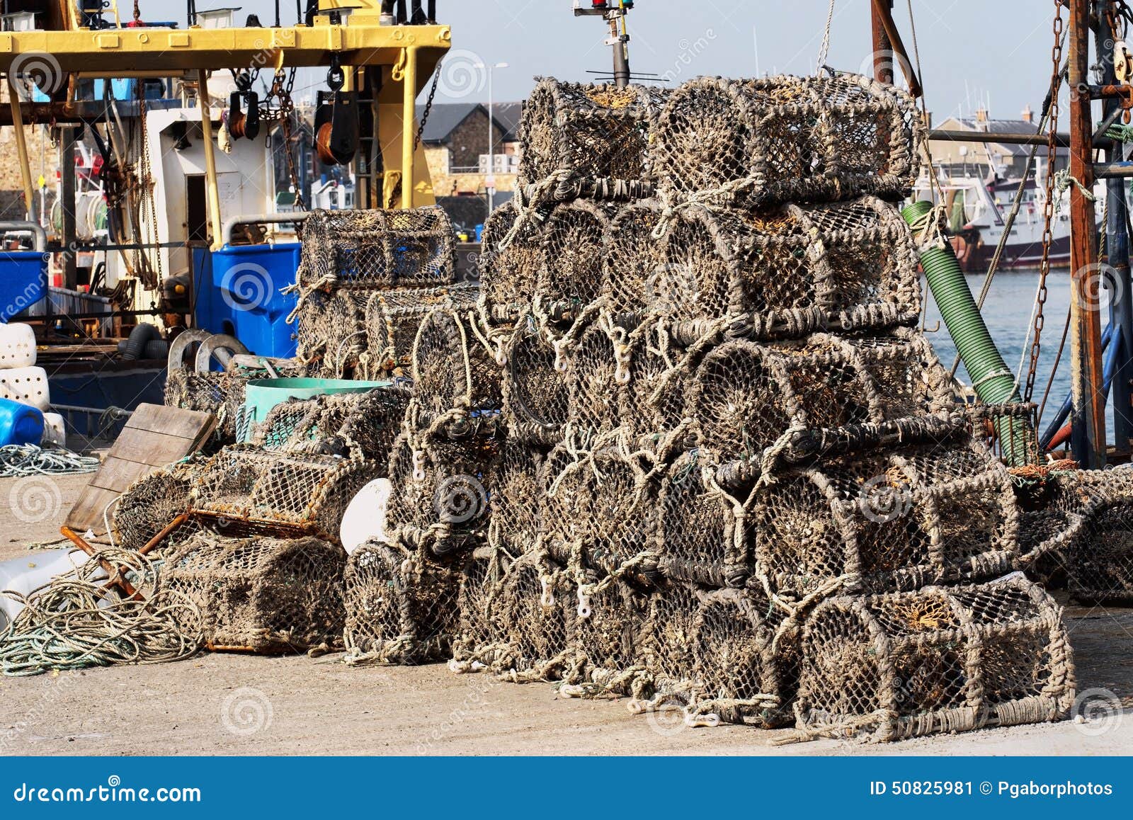 Crayfish traps in harbor stock image. Image of fishing - 50825981