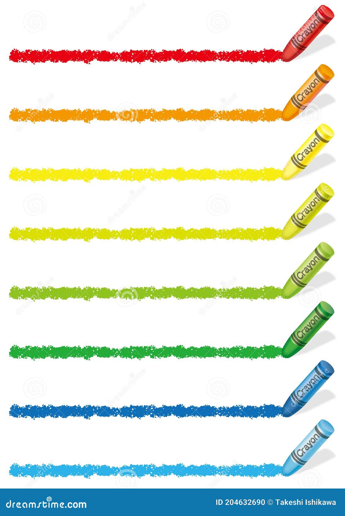 Set of Colorful Crayon Borders Isolated on a White Background. Stock ...
