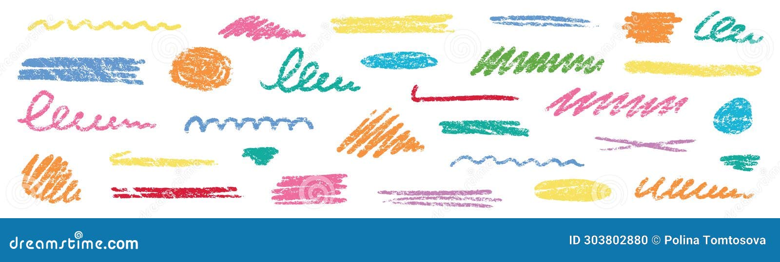 Crayon Brush Underline Color Stroke. Chalk Kid Highlight Scribble ...