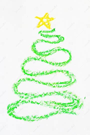 Crayon Christmas tree stock photo. Image of yellow, color - 17268842