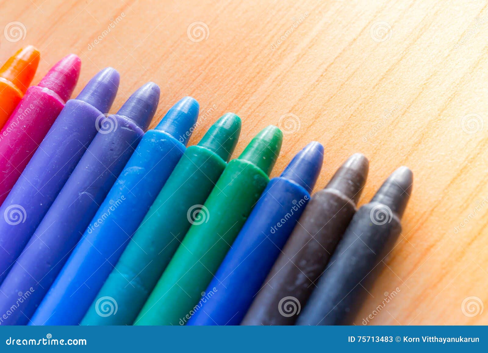 Crayon Colors on Wood Background. Stock Image - Image of design ...